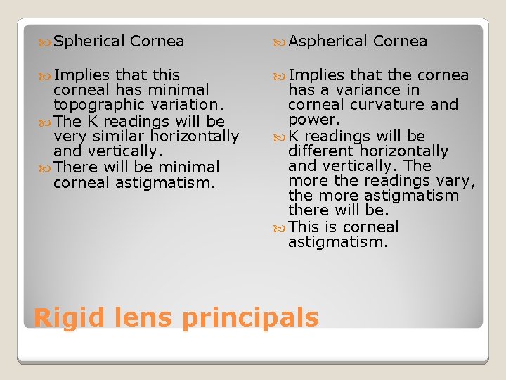 Rigid lens principals and products Week 9 Rigid