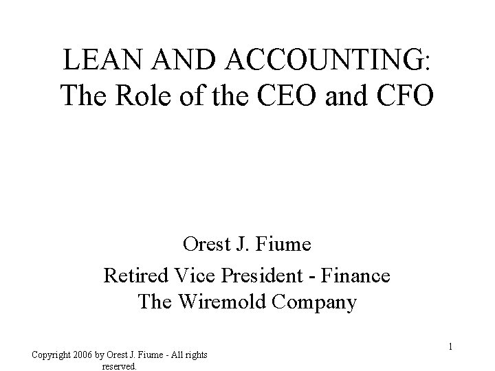 LEAN AND ACCOUNTING The Role of the CEO