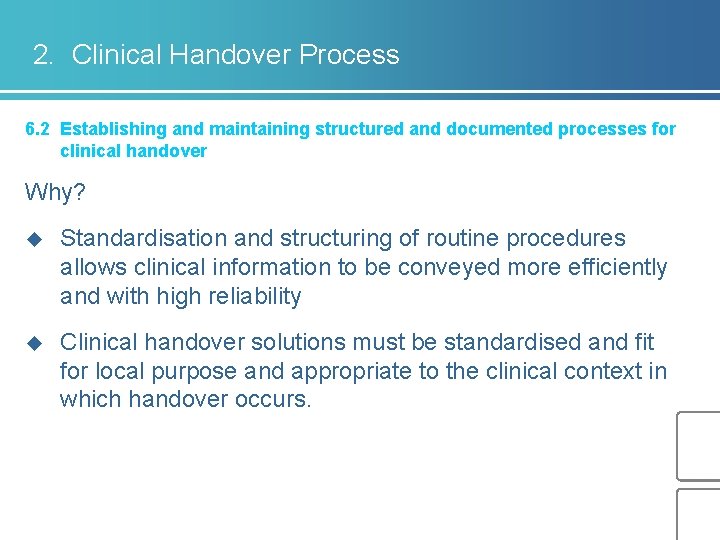 Standard 6 Clinical Handover Suellen Allen Accrediting Agencies