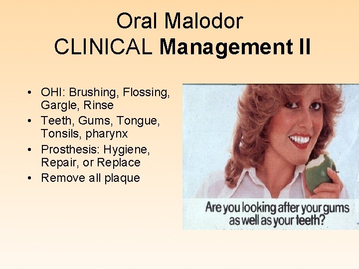 Oral Malodor 4 Classes 3 Subtypes Above Carina