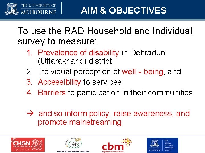 Rapid Assessment of Disability RAD An instrument to