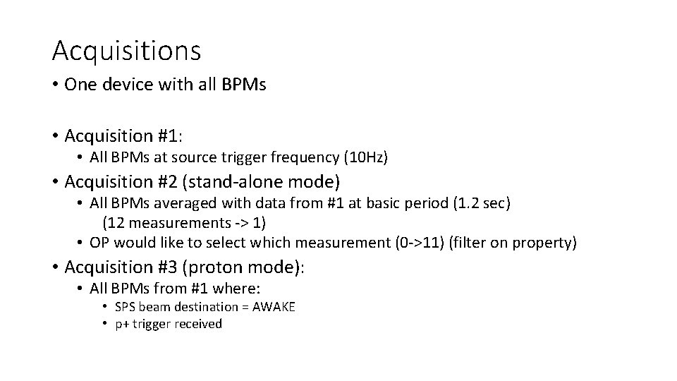 Layout List of BPMs BPM Frontend FESA Devicename
