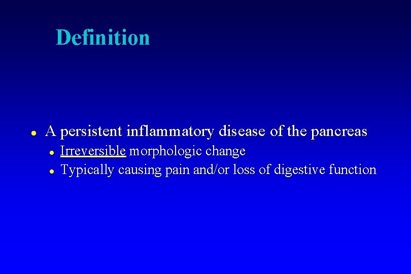 Diagnosis of chronic Pancreatitis Christoph Beglinger University Hospital