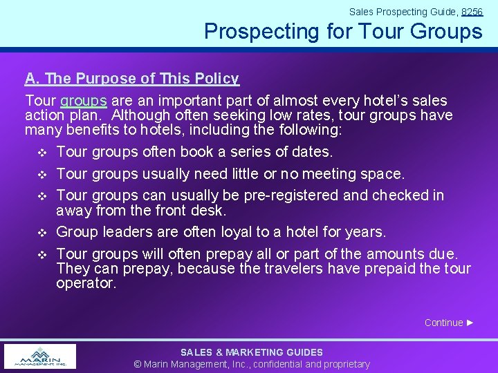 Sales Prospecting Guide 8256 Prospecting for Tour Groups