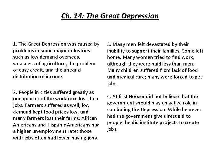Week 18 Ch 14 30 32 Great Depression
