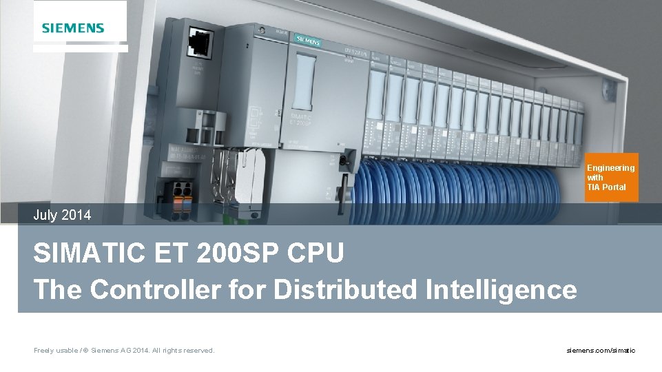 Engineering with TIA Portal July 2014 SIMATIC ET