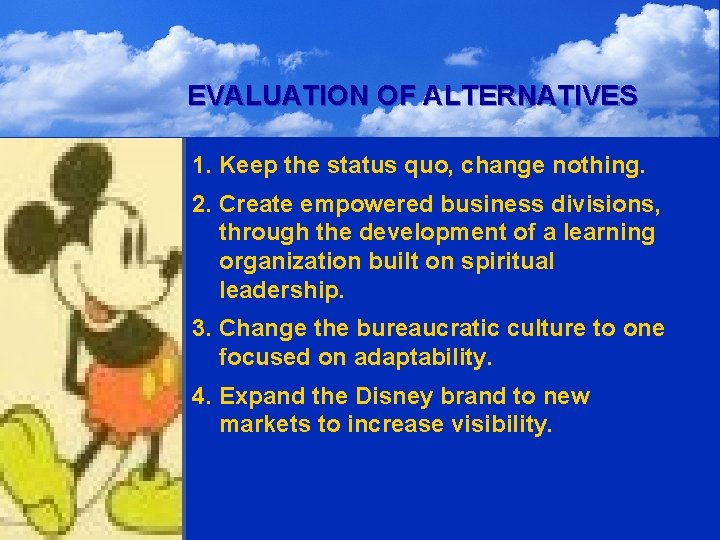 The Walt Disney Corporation TABLE OF CONTENT Overview