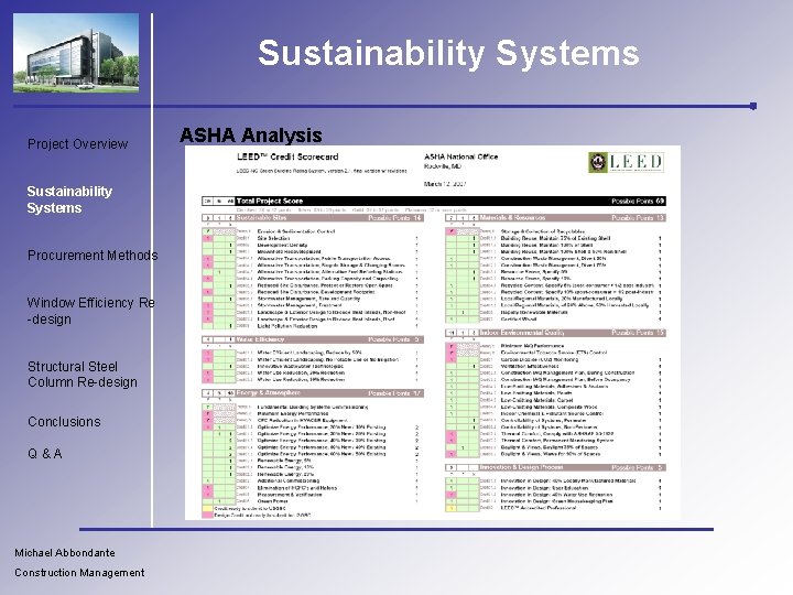 Michael Abbondante Construction Management Presentation Outline Project ...