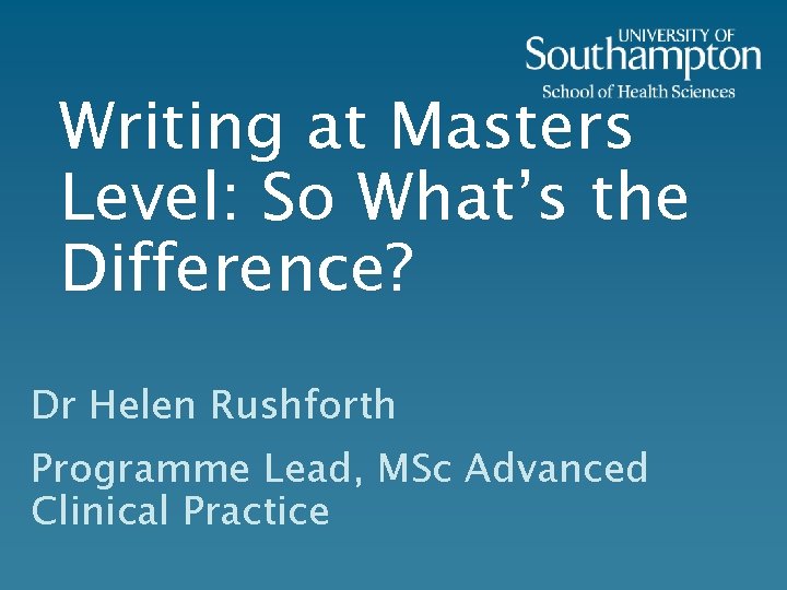 Writing at Masters Level So Whats the Difference