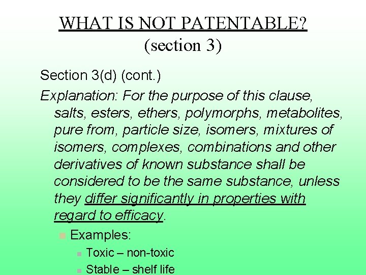 Patentable and Non Patentable Biotech Inventions A Presentation