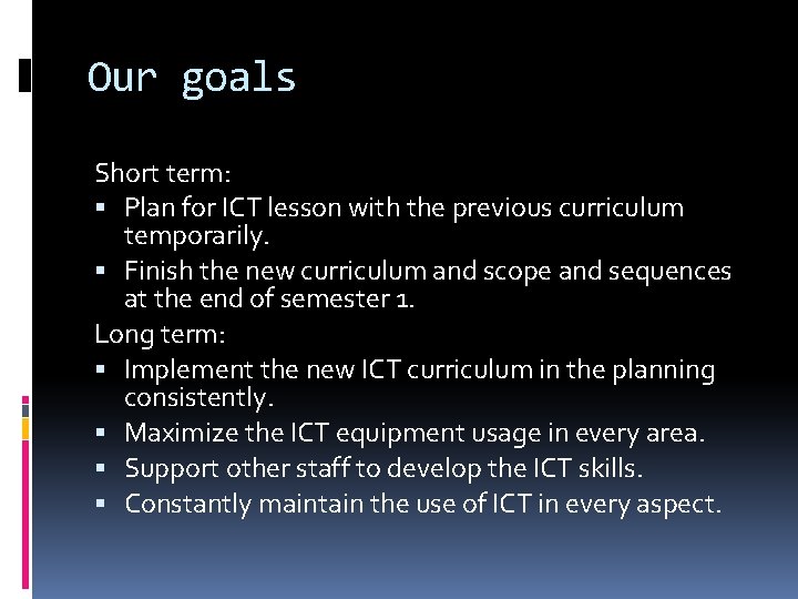 Admin meeting Friday DEVELOPING ICT IN PYP Contents