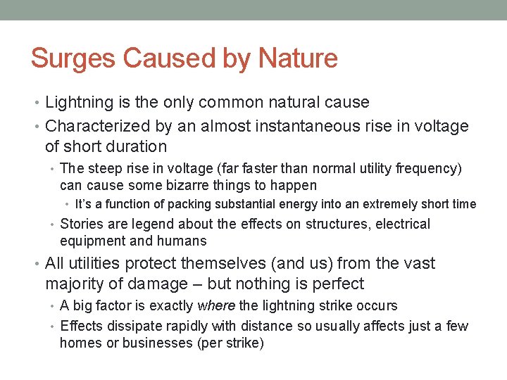 POWER SURGES THEIR CAUSES AND EFFECTS IN A