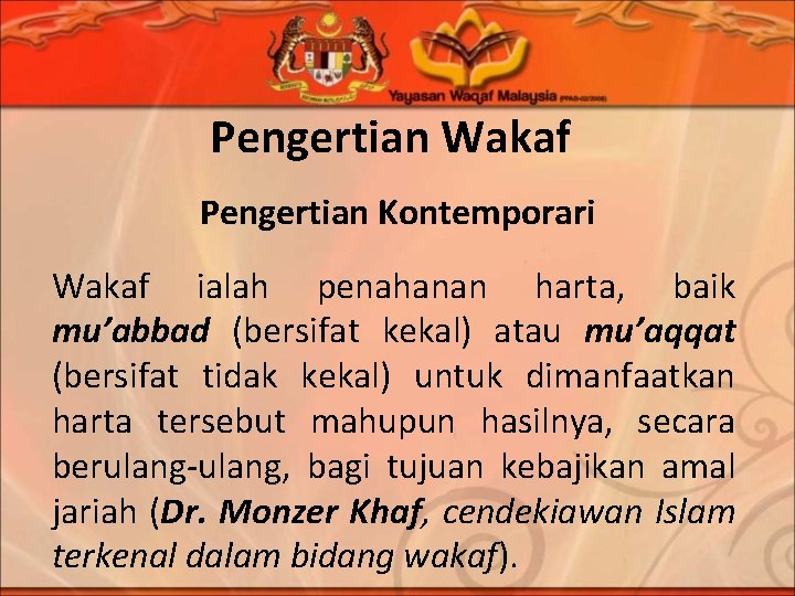 PELAKSANAAN WAKAF TUNAI MALAYSIA OLEH YAYASAN WAQAF MALAYSIA