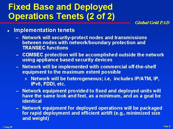 Global Grid PAD Theater Deployable Communications Part of