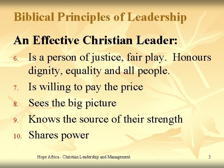 The Church Leading by Example The church must