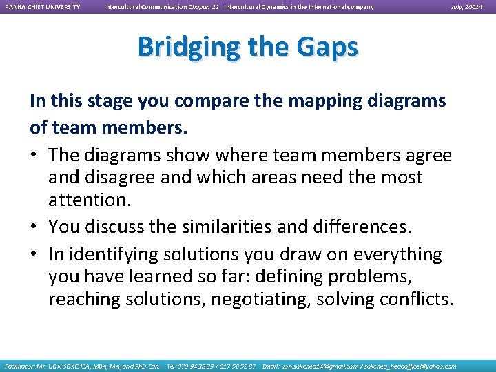 PANHA CHIET UNIVERSITY Intercultural Communication Chapter 12 Intercultural