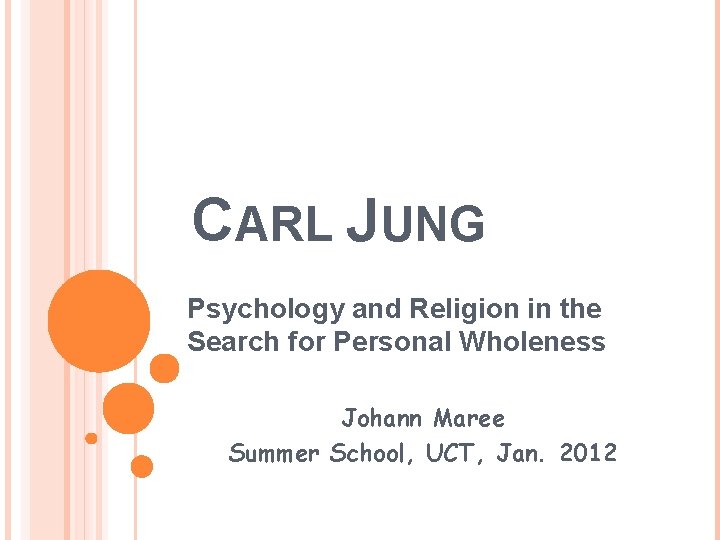 CARL JUNG Psychology and Religion in the Search