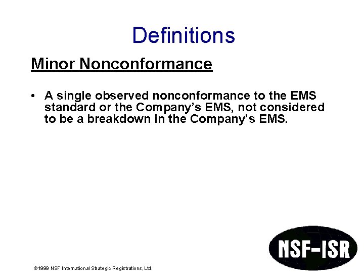 ISO 14001 Registration Common Areas of Nonconformances NSF
