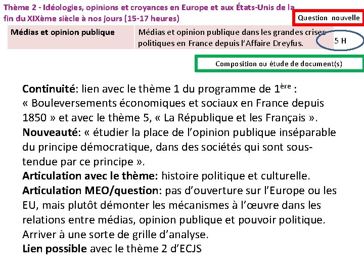 DNL Allemand Le nouveau programme de Terminale HISTOIRE