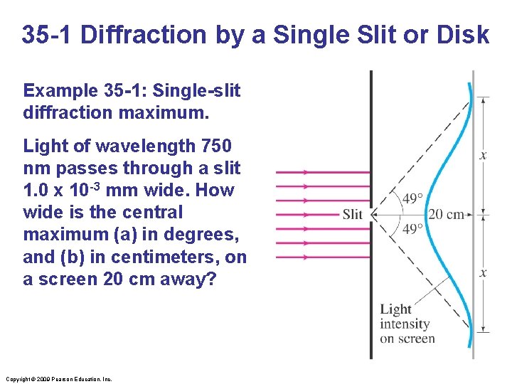 Chapter 35 Diffraction and Polarization Copyright 2009 Pearson