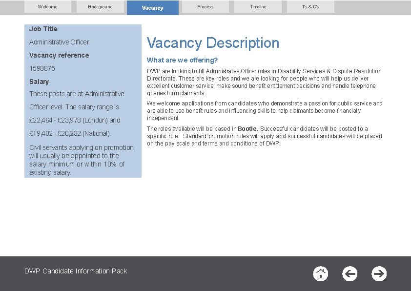DWP Candidate Pack Job Role Administrative Officer Civil
