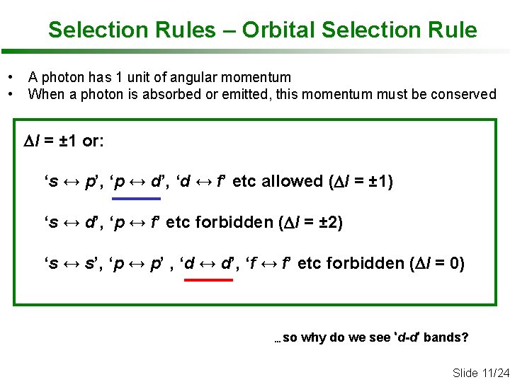 Schedule Lecture 1 Electronic absorption spectroscopy JahnTeller effect