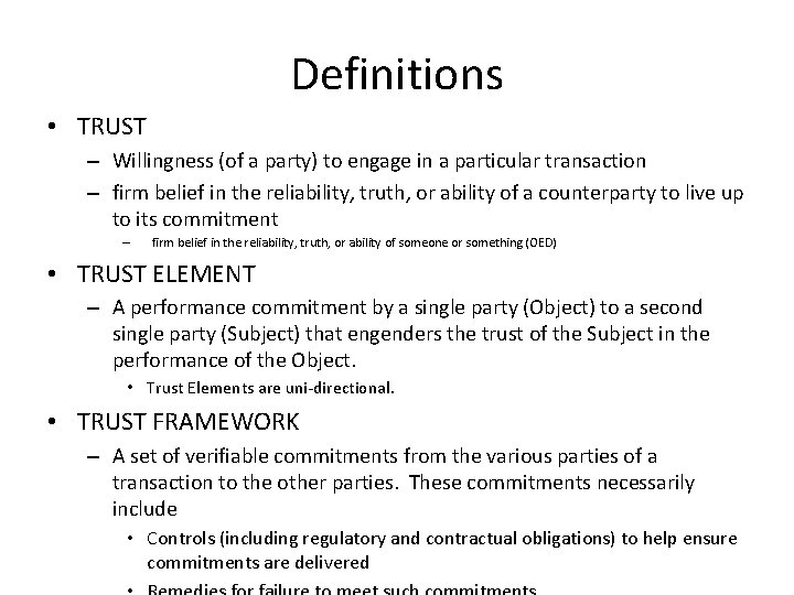 Elements of a Trust Framework A Conceptual Model