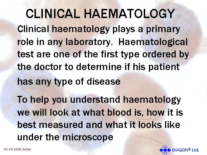 DCell 60 Clinical Haematology Cell Counting Prepared By
