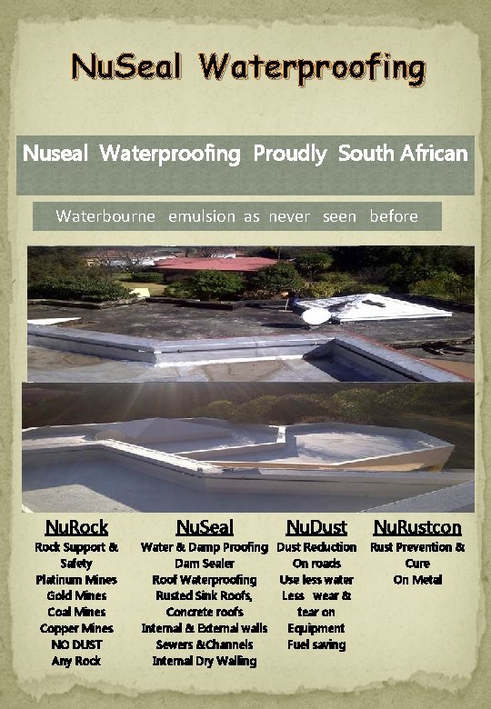 Nu Seal Waterproofing Nuseal Waterproofing Proudly South African