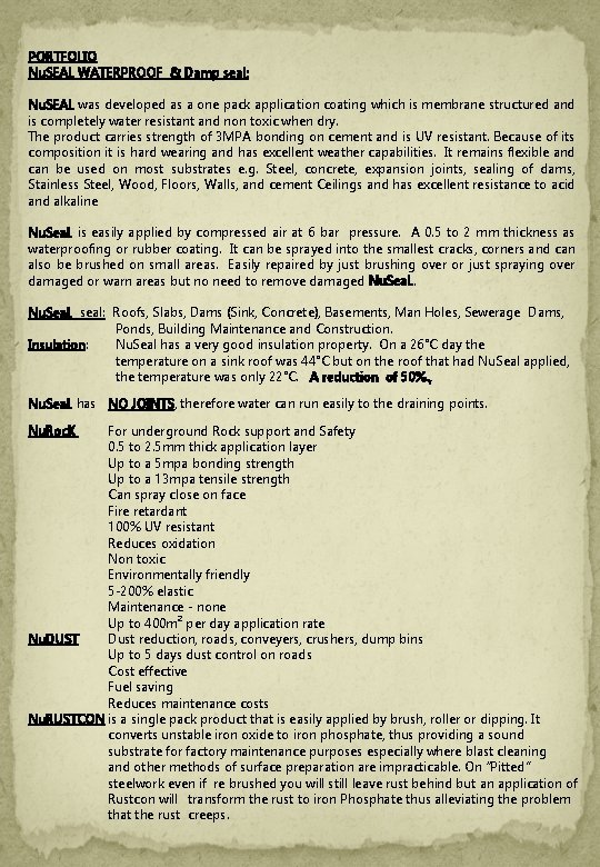 Nu Seal Waterproofing Nuseal Waterproofing Proudly South African