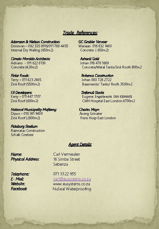 Nu Seal Waterproofing Nuseal Waterproofing Proudly South African