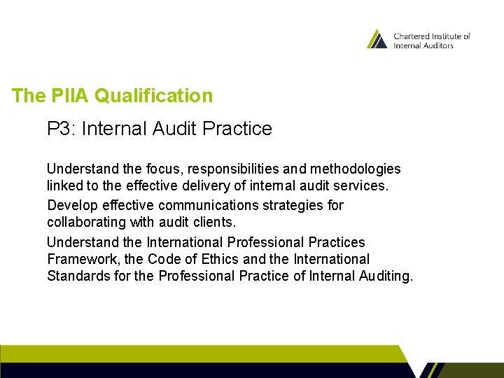 The PIIA Qualification There are 5 theory modules