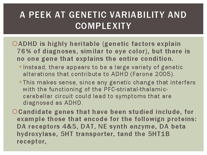THE NEUROBIOLOGY OF ADHD AND LD UNDERSTANDING THE