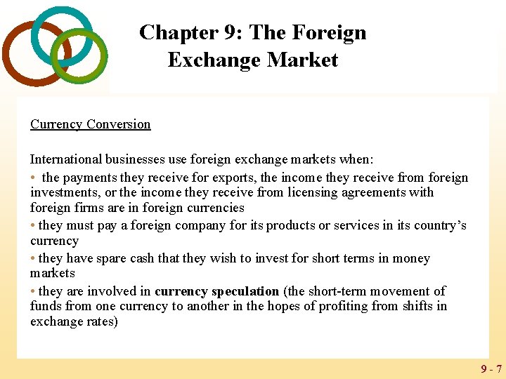 chapter 9 The Foreign Exchange Market Mc GrawHillIrwin
