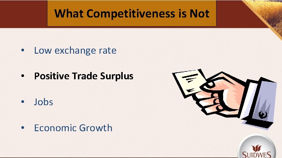 Competitiveness and the Sustainability of South African Agriculture
