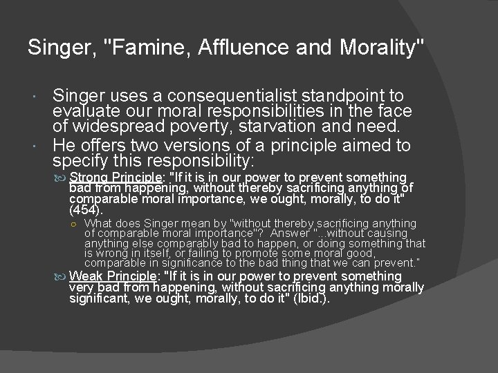 Poverty and World Hunger Singer and Arthur PHILOSOPHY