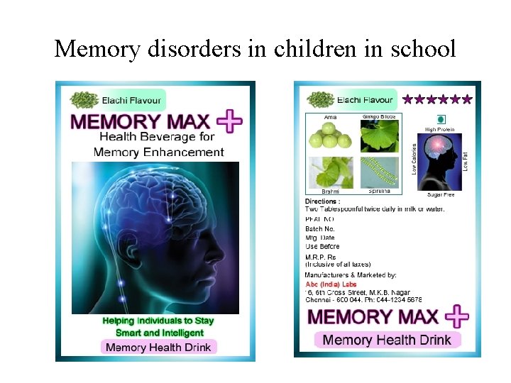 Memory disorders in children in school By Dr