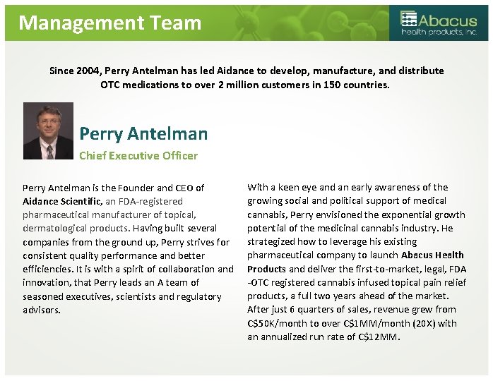 Innovative Products Serving the Global Pain Market A