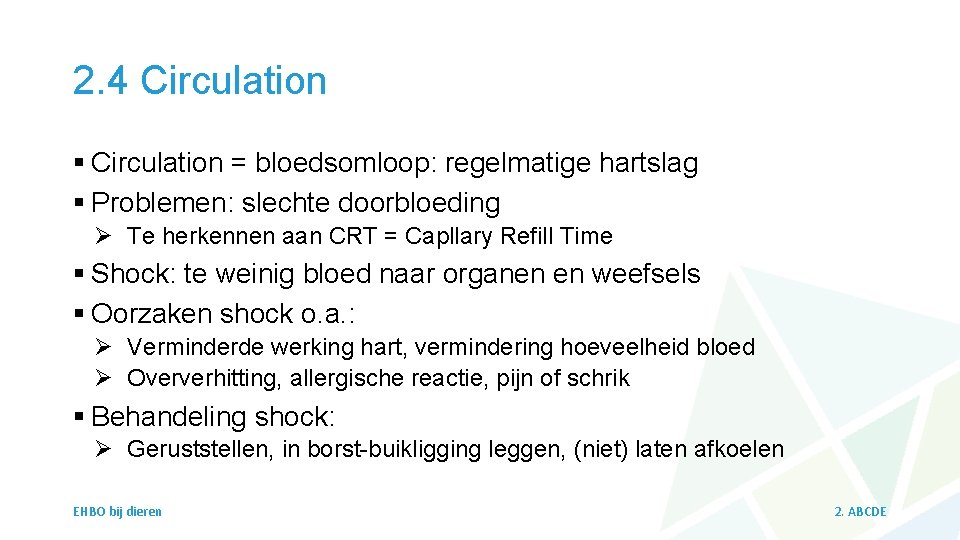 Module EHBO bij dieren Hoofdstuk 2 ABCDE 2