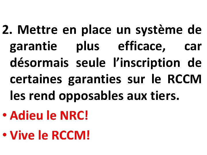 OHADA LE REGISTRE DE COMMERCE ET DU CREDIT