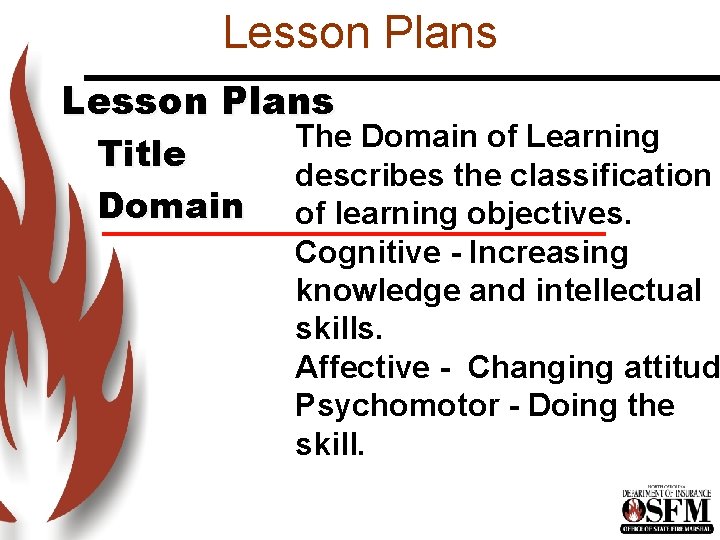 NC OSFM Lesson Plan Design Previous NFPA Format