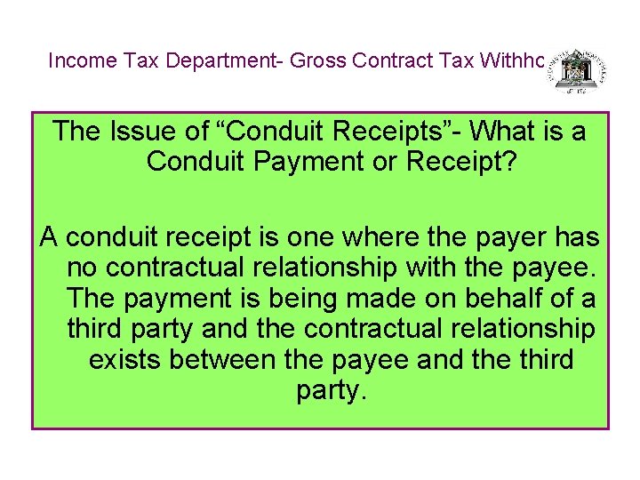 Accounting for Contract Withholding Tax A presentation by