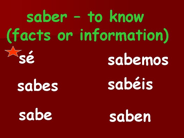 Saber vs Conocer saber to know facts or