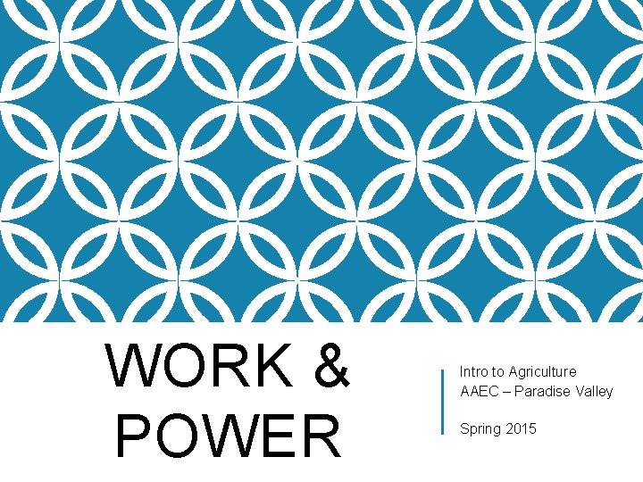 WORK POWER Intro to Agriculture AAEC Paradise Valley