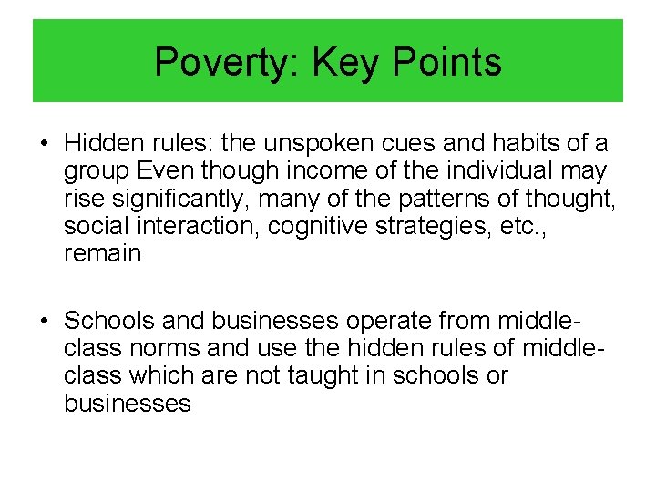 Understanding Poverty as it relates to keeping students