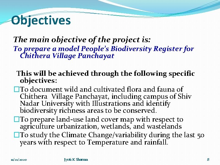 DOCUMENTATION OF BIODIVERSITY AND TRADITIONAL KNOWLEDGE IN CHITHERA