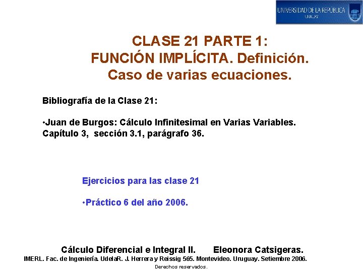 CLASE 21 PARTE 1 FUNCIN IMPLCITA Definicin Caso