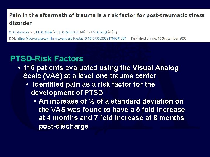 Depression and PTSD in Orthopedic Trauma Basem Attum