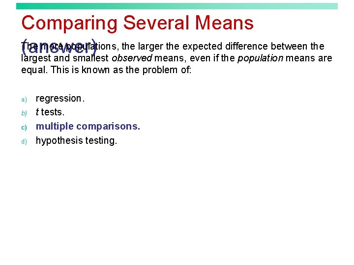 OneWay Analysis of Variance Comparing Several Means BPS