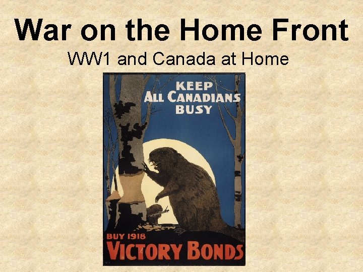War on the Home Front WW 1 and